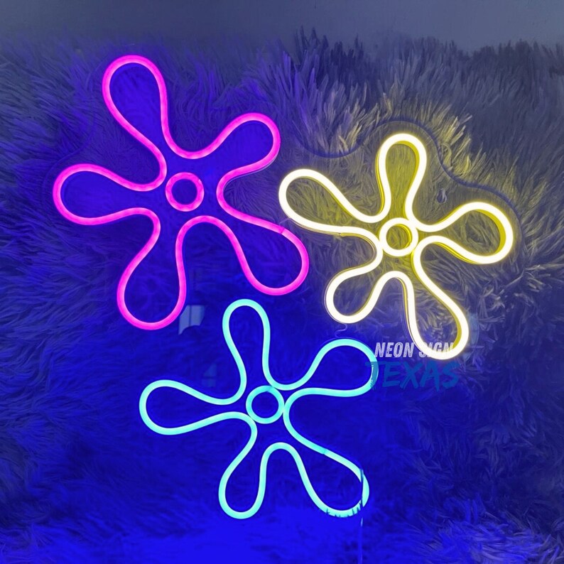 Spongebob Flower Neon Sign Popping Flowers LED Sign Spongebob Flower ...