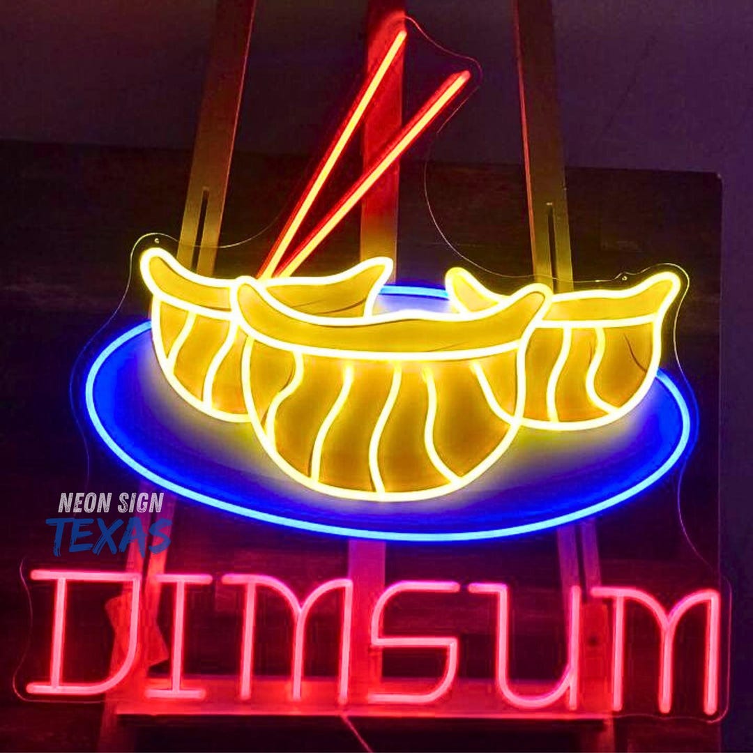 Dim Sum Open Neon Sign, Chinese Food Sign, Dim Sum Decor, Dim Sum Neon Sign, Restaurant Decor ...