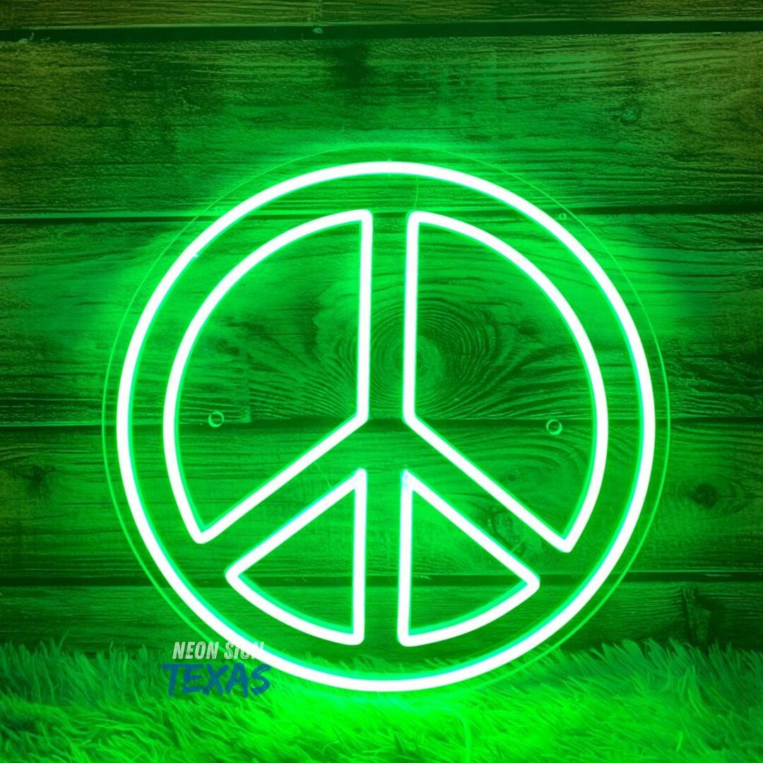 Peace Sign LED Neon Sign, Peace Sign Decor Wall, Peace Symbol Neon Sign ...