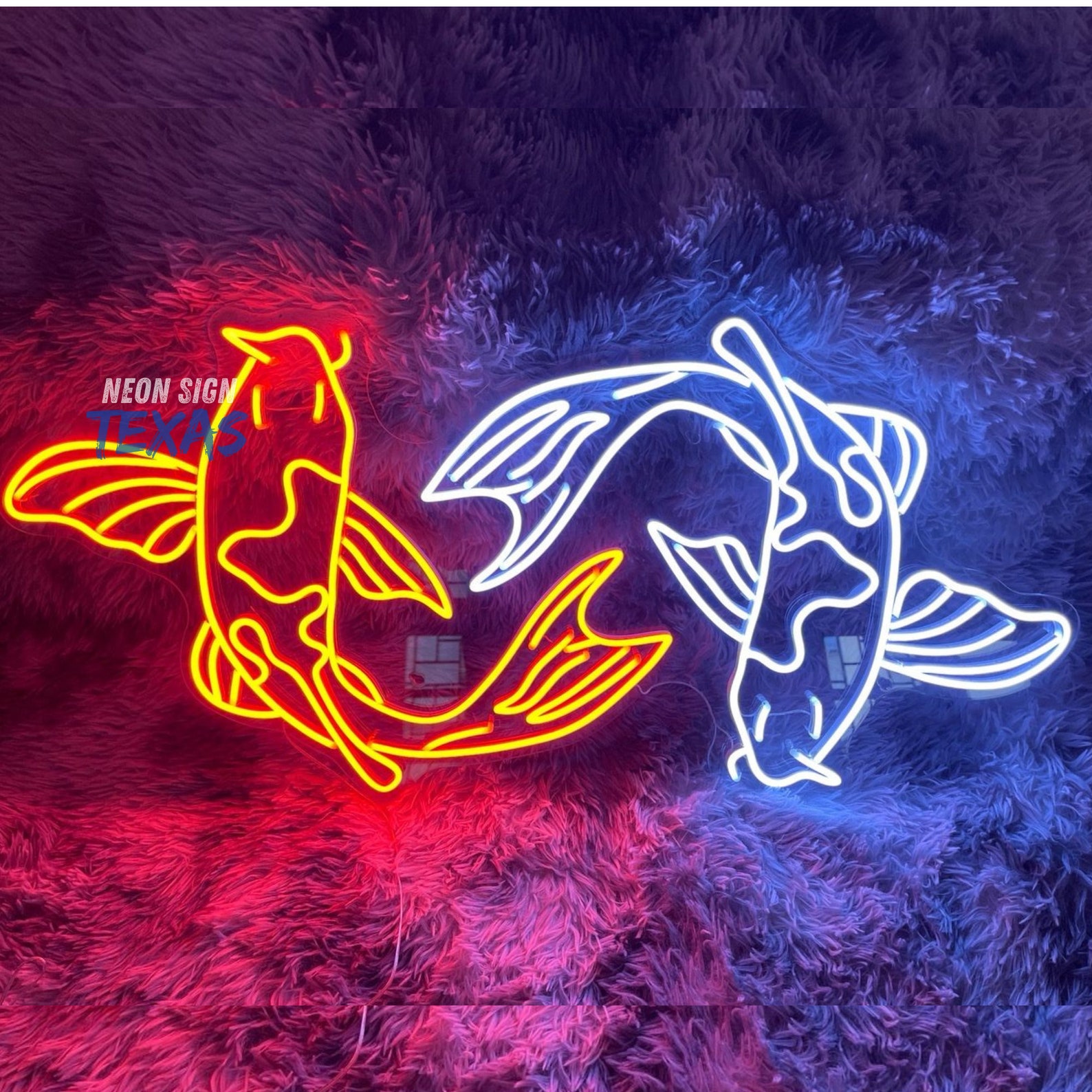 Double Koi Fish Neon Sign Koi Fish LED Light Japanese LED Neon Custom ...