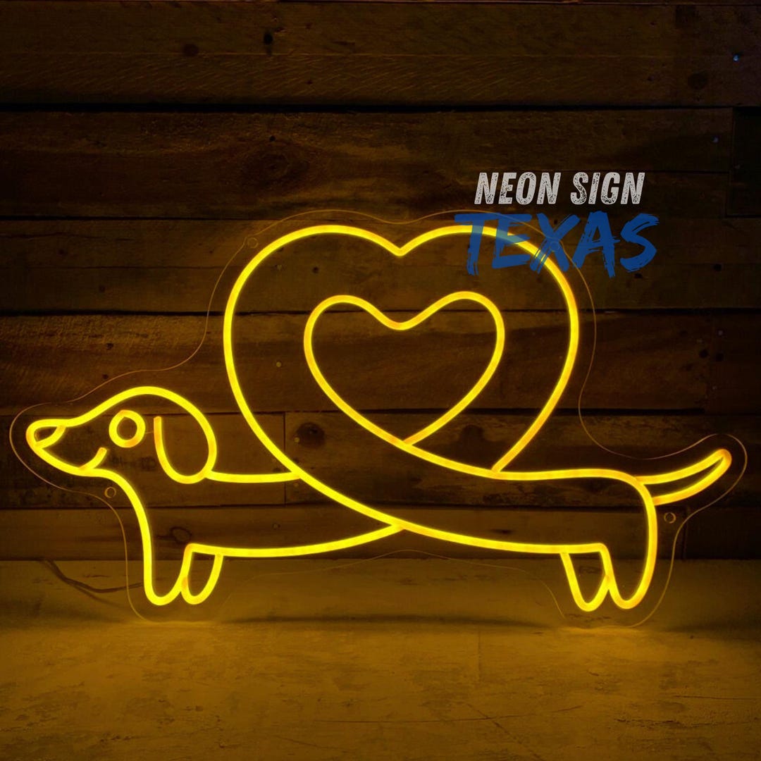 Heart Shaped Dachshund Neon Sign Dachshund Neon Light Dog LED Neon ...