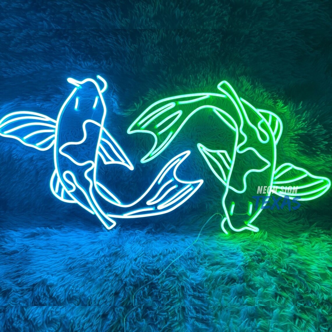 Double Koi Fish Neon Sign Koi Fish LED Light Japanese LED Neon Custom ...