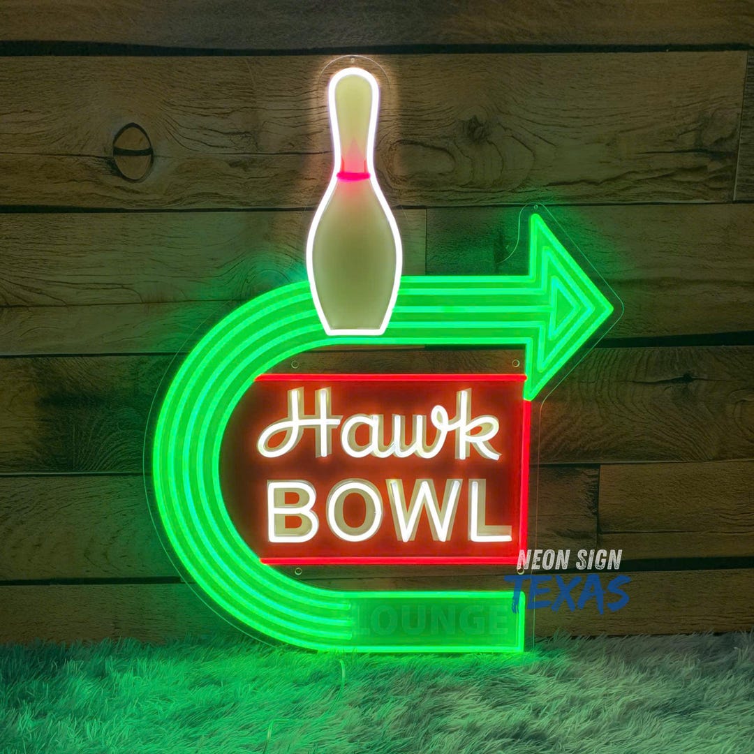 Hawk Bowl Neon Sign Bowling Decor Personalized Bowling Custom Neon Sign ...