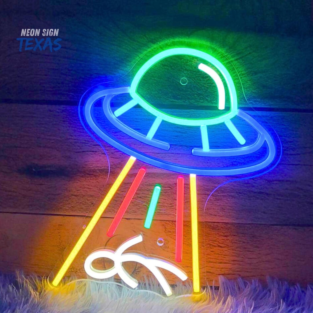 UFO Neon Sign UFO Alien Led Neon Light Alien Wall Decor Light UFO Wall ...