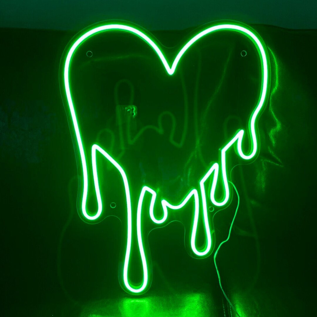 Dripping Heart Neon Sign, Heart Decoration Led Sign, Melting Heart Neon ...