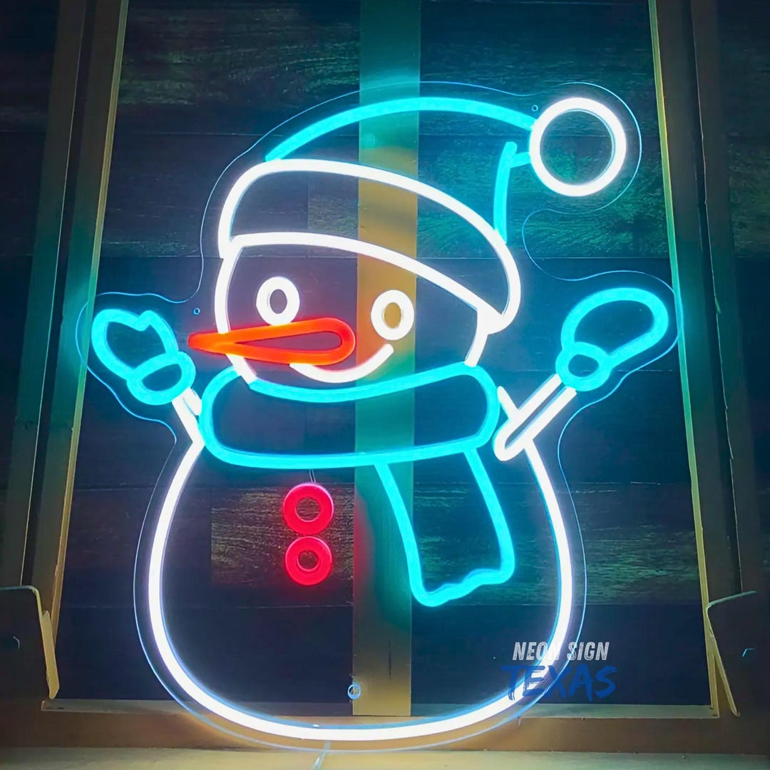 Snowman Neon Sign Christmas Neon Sign Snowman Wall Art Funny Snow LED ...