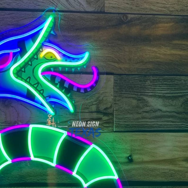 Spooky Striped Sandworm Neon Sign - Halloween Carnival Wall Decor ...