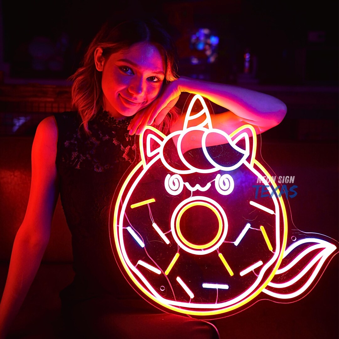 Unicorn Donut Neon Sign Cute Unicron Neon Light Donut LED Neon Donut ...