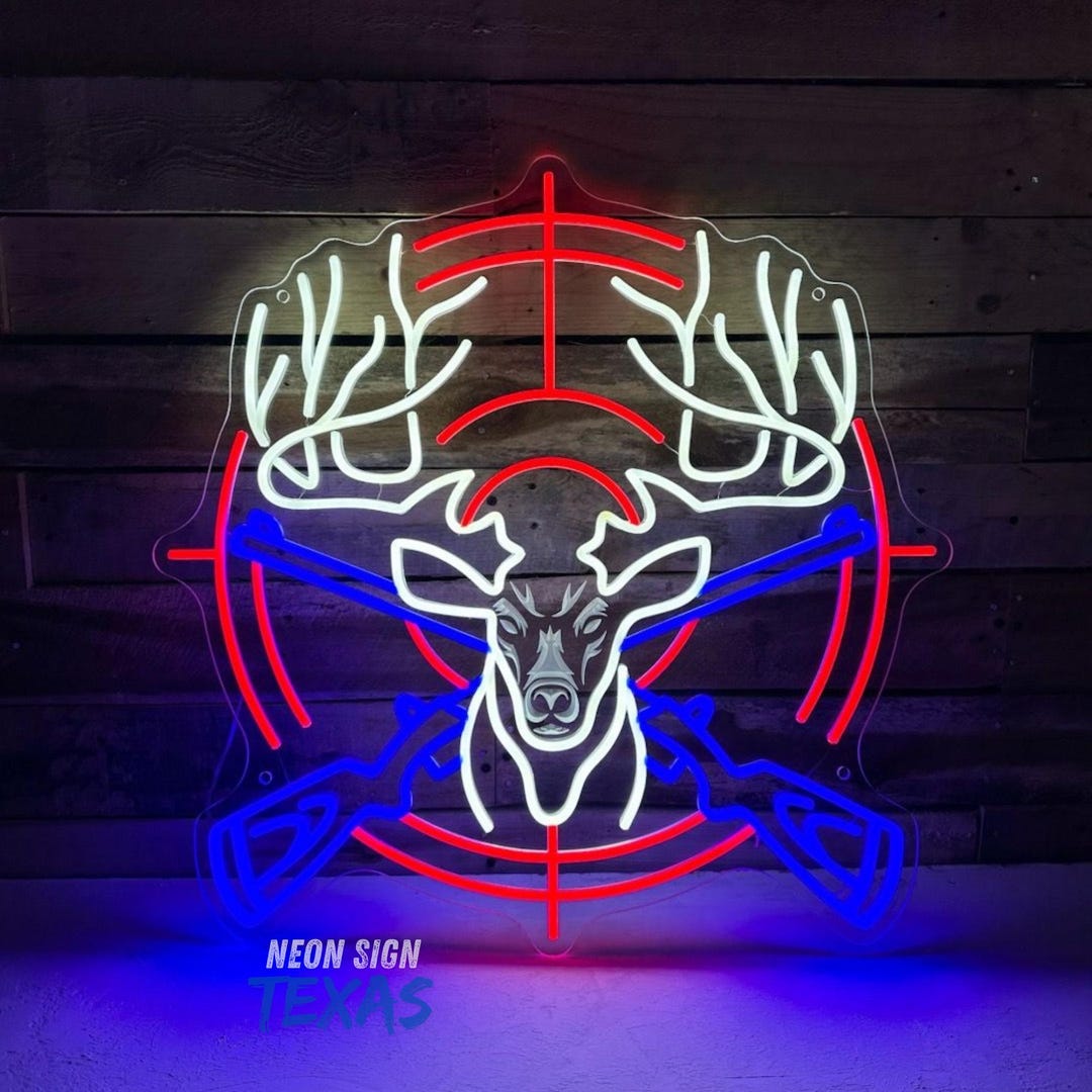 Hunting Deer Neon Sign, Deer Neon Sign, Deer Led Sign, Deer Decor Neon ...