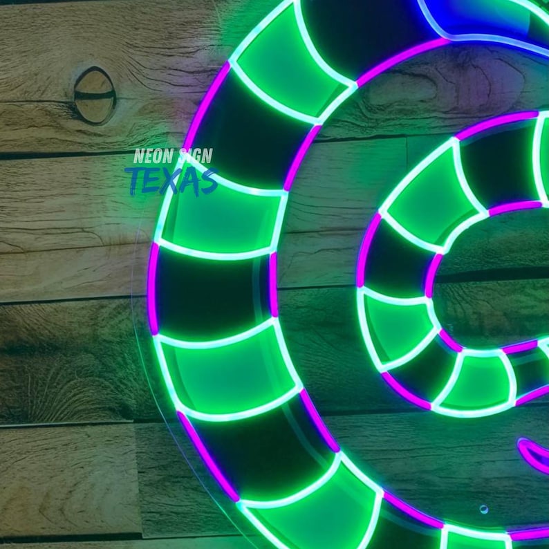 Spooky Striped Sandworm Neon Sign - Halloween Carnival Wall Decor ...