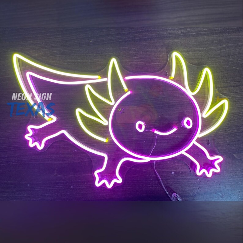 Cute Axolotl Neon Sign Axolotl Neon Light Hologram LED Light Axolotl ...
