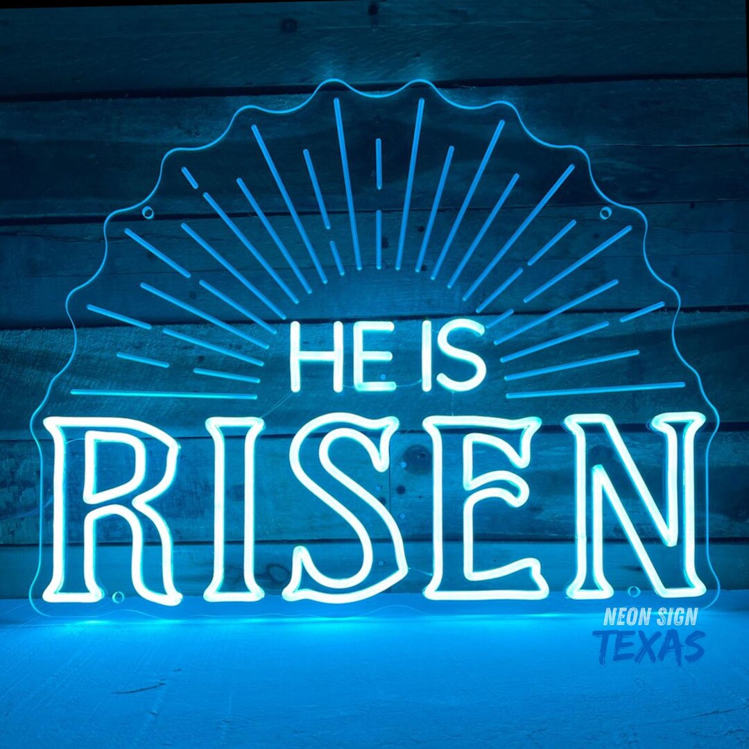 He is Risen Neon Sign Cross Neon Sign Happy Easter Wall Decor Christian ...