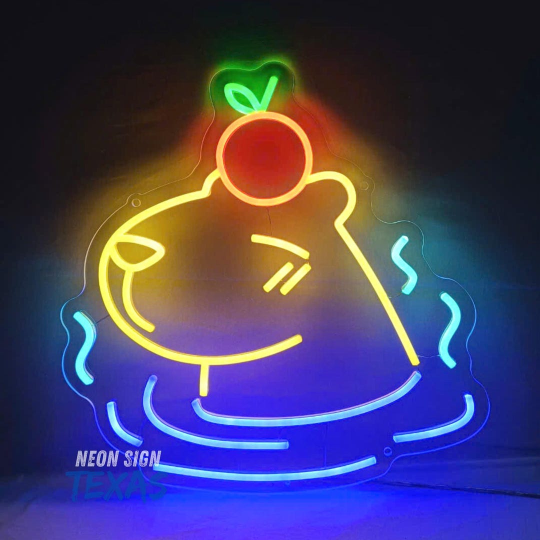 Capybara LED Neon Light, Cute Capybara Neon Sign, Capybara Sleeping Led ...