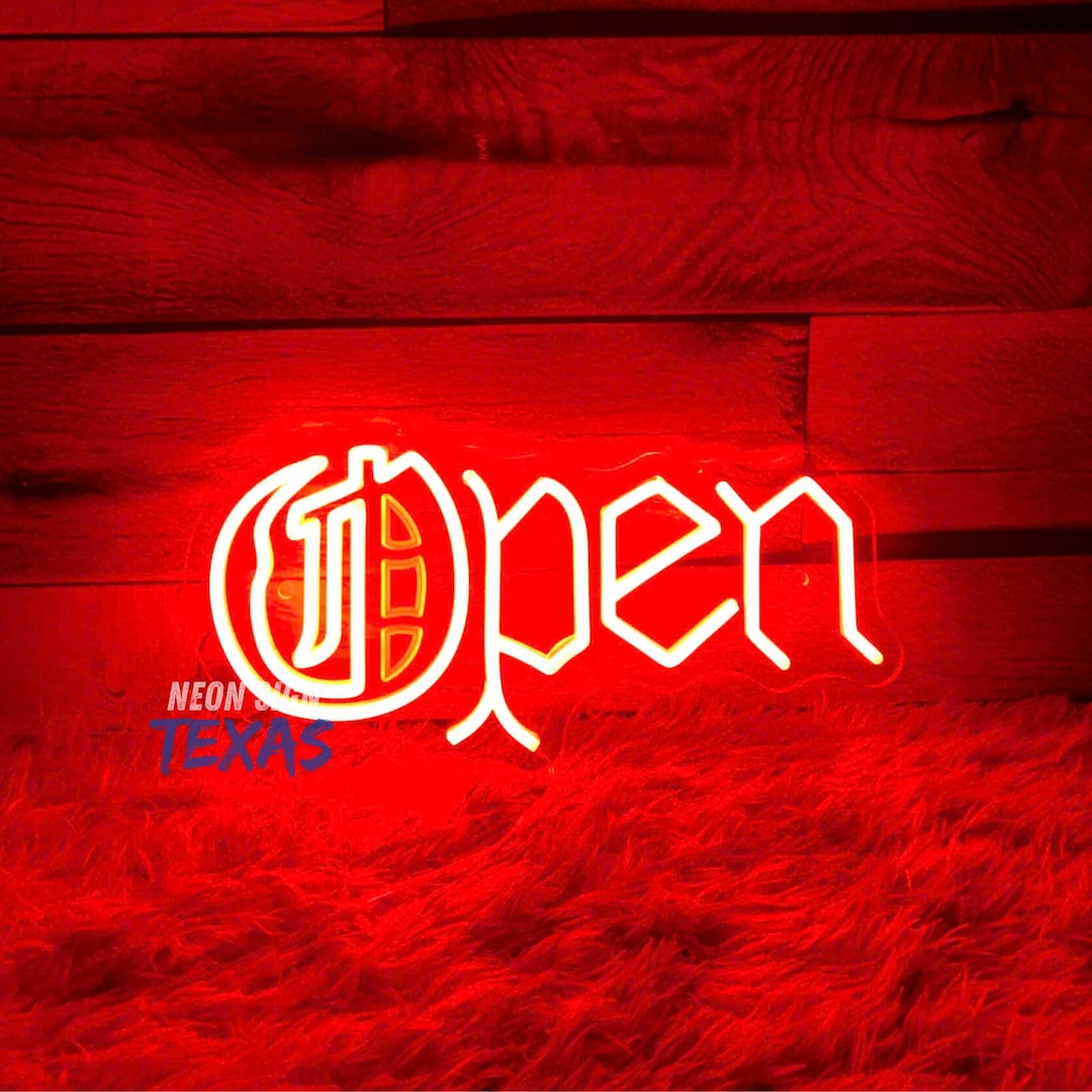 Open Gothic Neon Sign, Gothic Open Led Light Sign, Open Wall Light ...