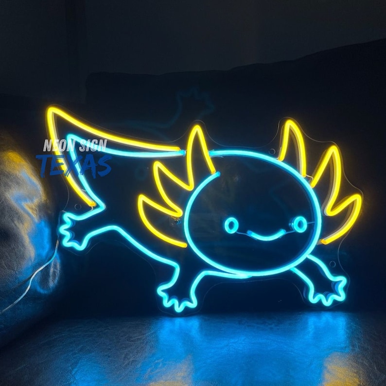 Cute Axolotl Neon Sign Axolotl Neon Light Hologram LED Light Axolotl Wall Art Kawaii Decor Art ...