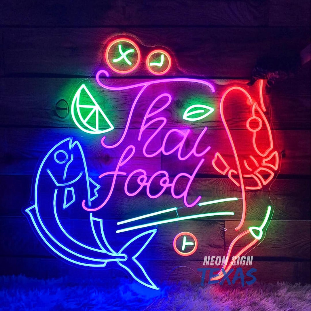 Thai Food Neon Sign, Open Neon Sign, Thai Food Neon Sign, Kitchen Decor ...