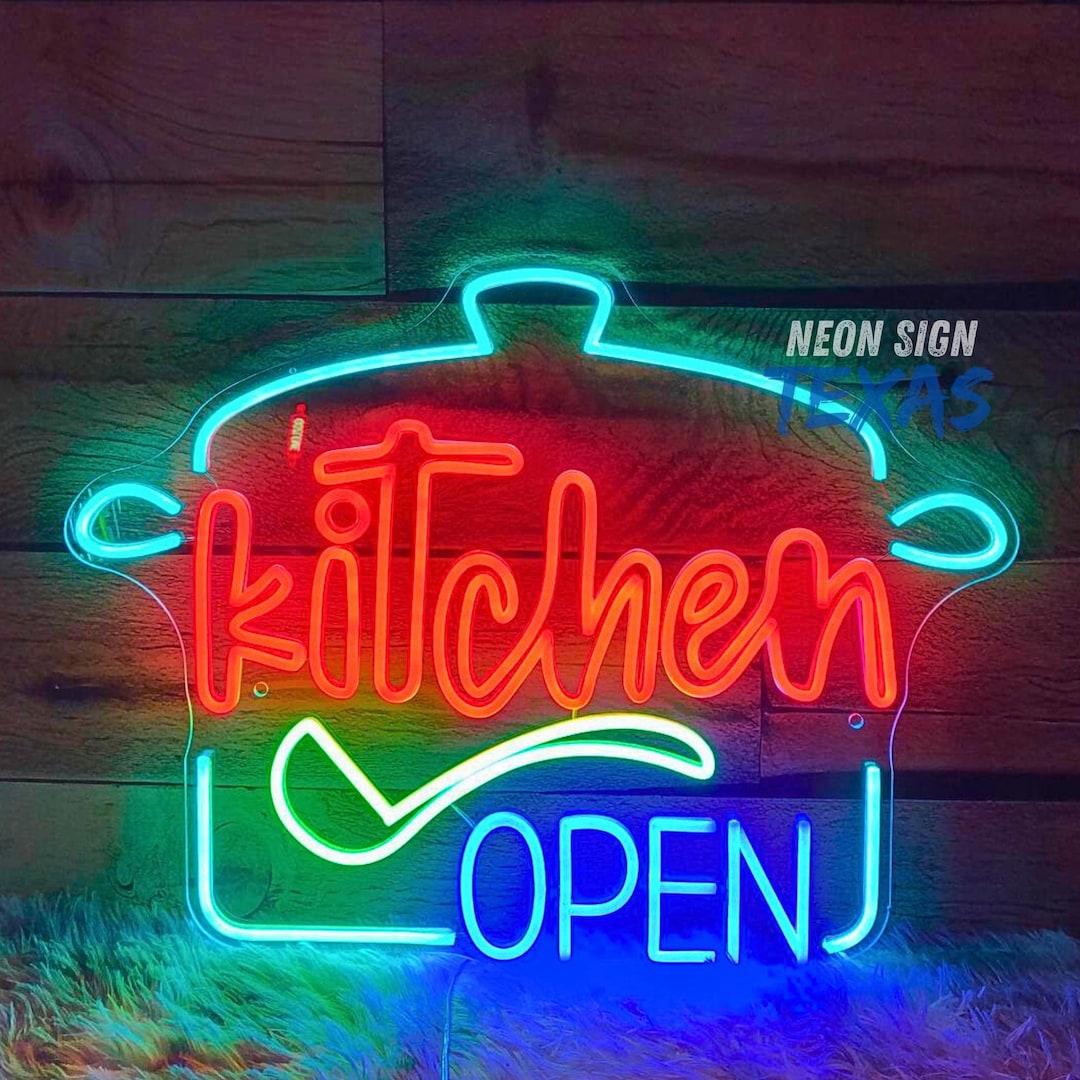 Kitchen Open Neon Sign Restaurant Neon Sign Kitchen Wall Decor Art ...