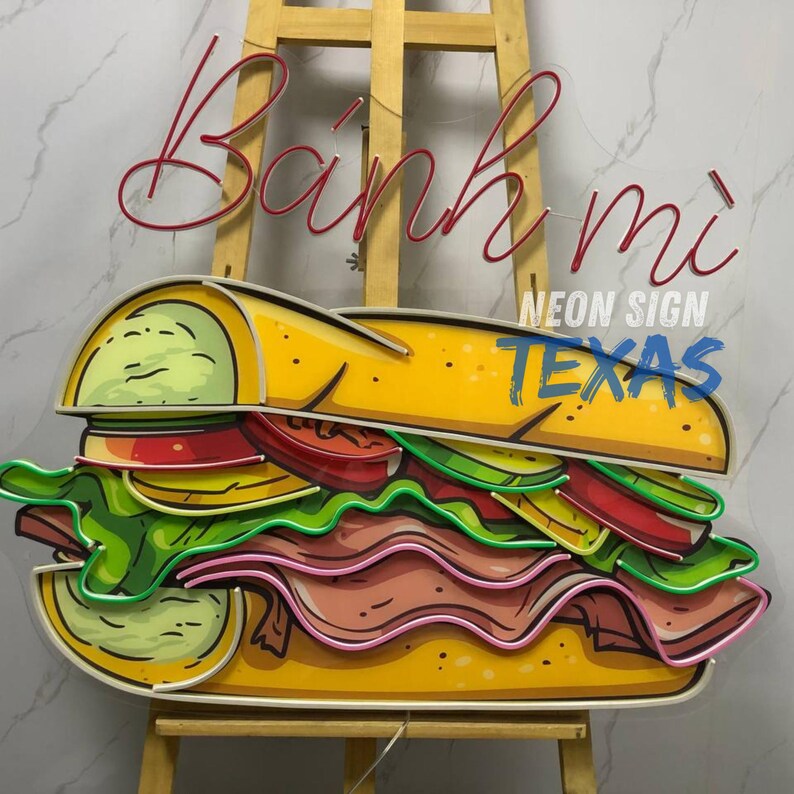 Vietnamese Banh Mi Neon Sign Banh Mi Neon Light Asian Restaurant Wall ...