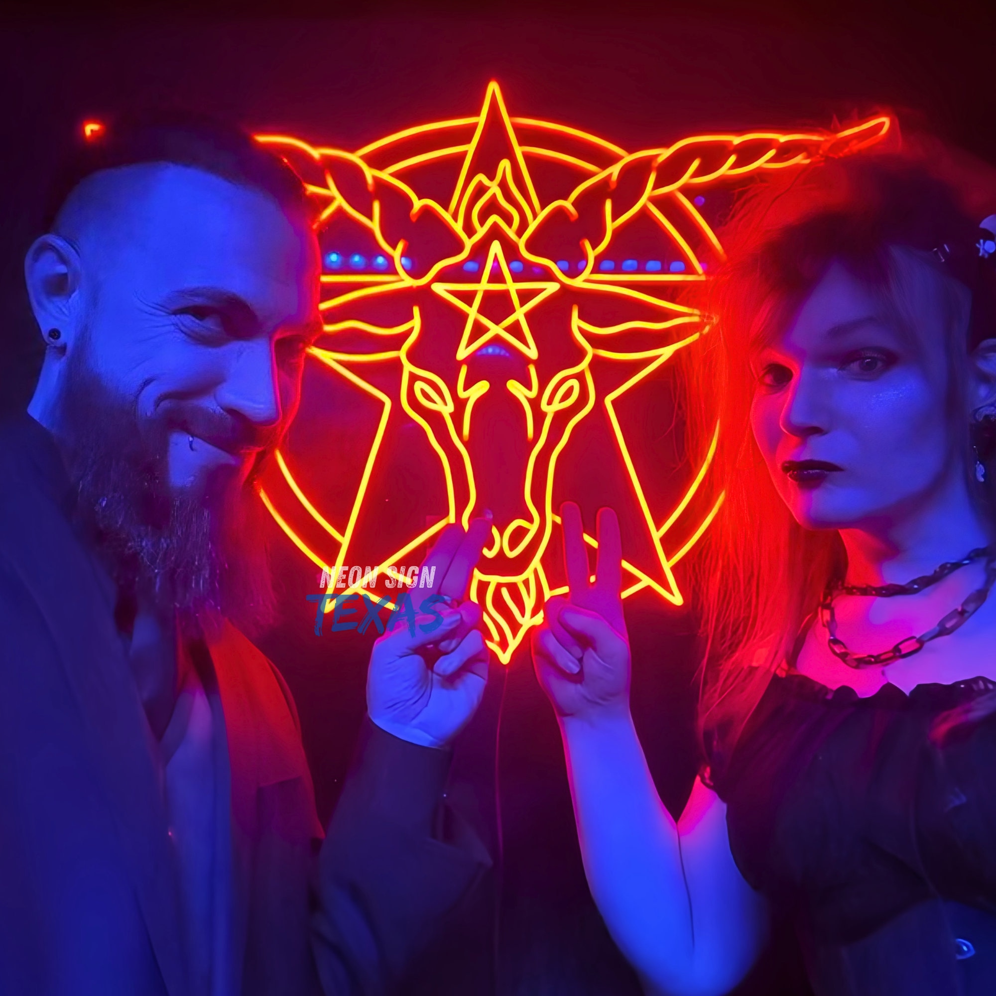 Baphomet Neon Sign Gothic Dark Bedroom Dorm College Gift Led Black Goat ...