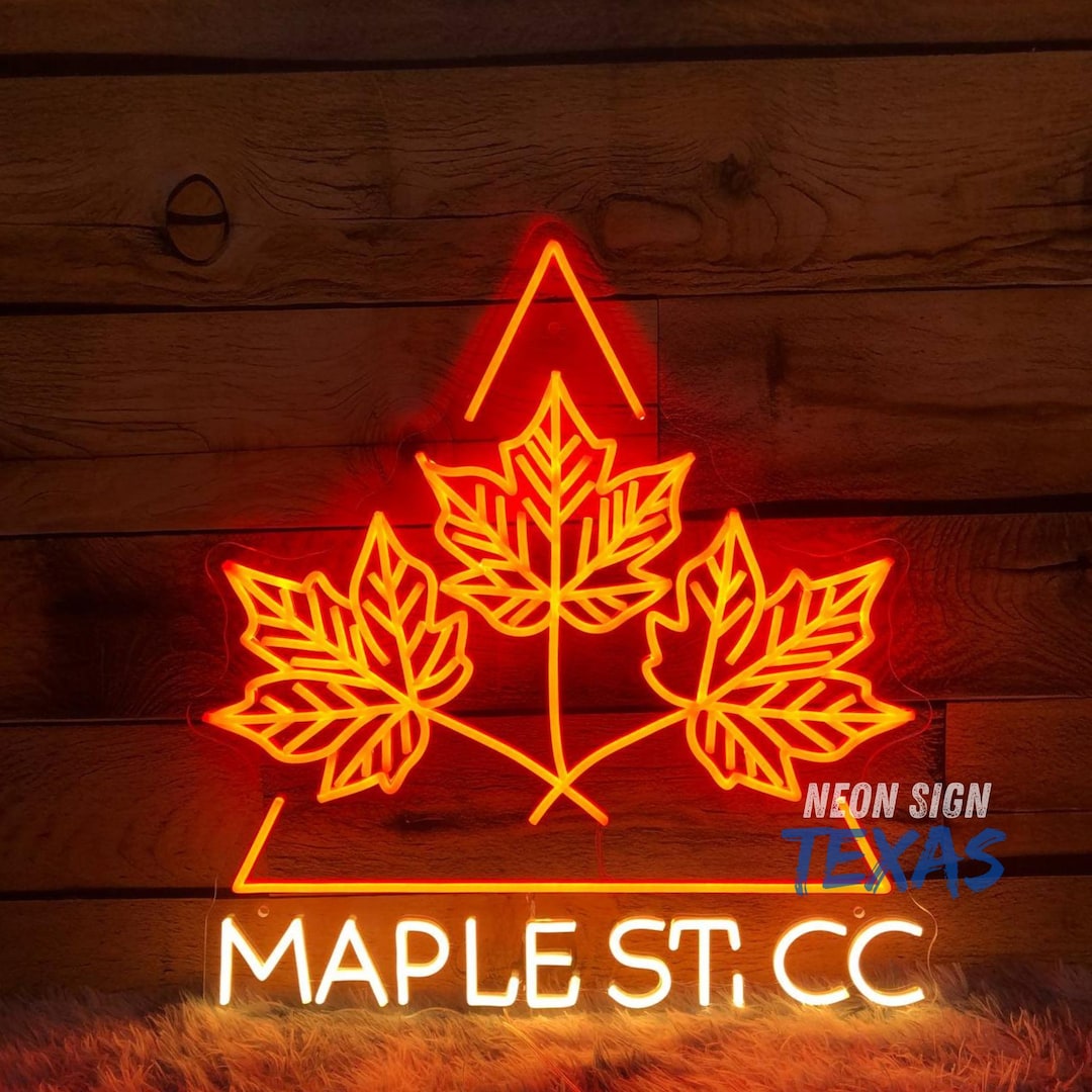 Custom Name Maple Leaf Neon Sign, Green Leaf Neon Sign, Plant Neon Sign ...