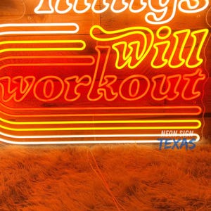 Things Will Workout Neon Sign, Inspirational Workout Sign, Gym Room ...