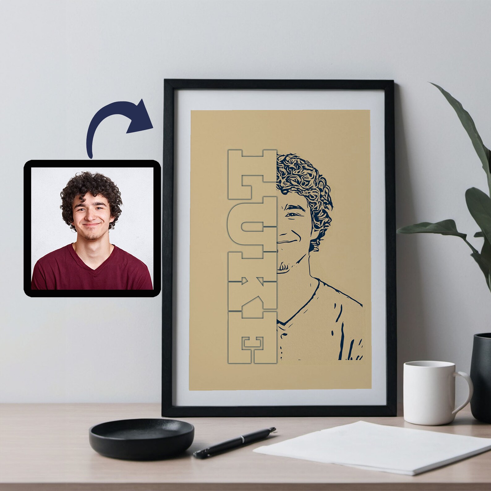 Vector Graphic Art With Text, Custom Cartoon Portrait, Custom Vector ...