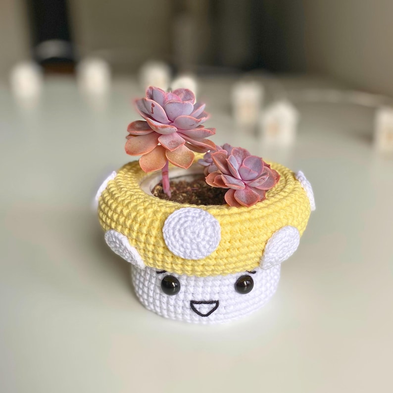 Mushroom Crochet Planter Pattern – PDF Amigurumi Pot for Succulents ...