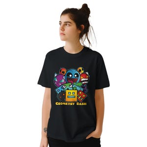 Geometry Dash T-shirt | Colorful Arcade Tee | Bright Gaming Merchandise ...