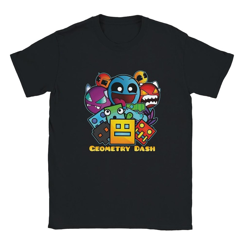 Geometry Dash T-shirt | Colorful Arcade Tee | Bright Gaming Merchandise ...