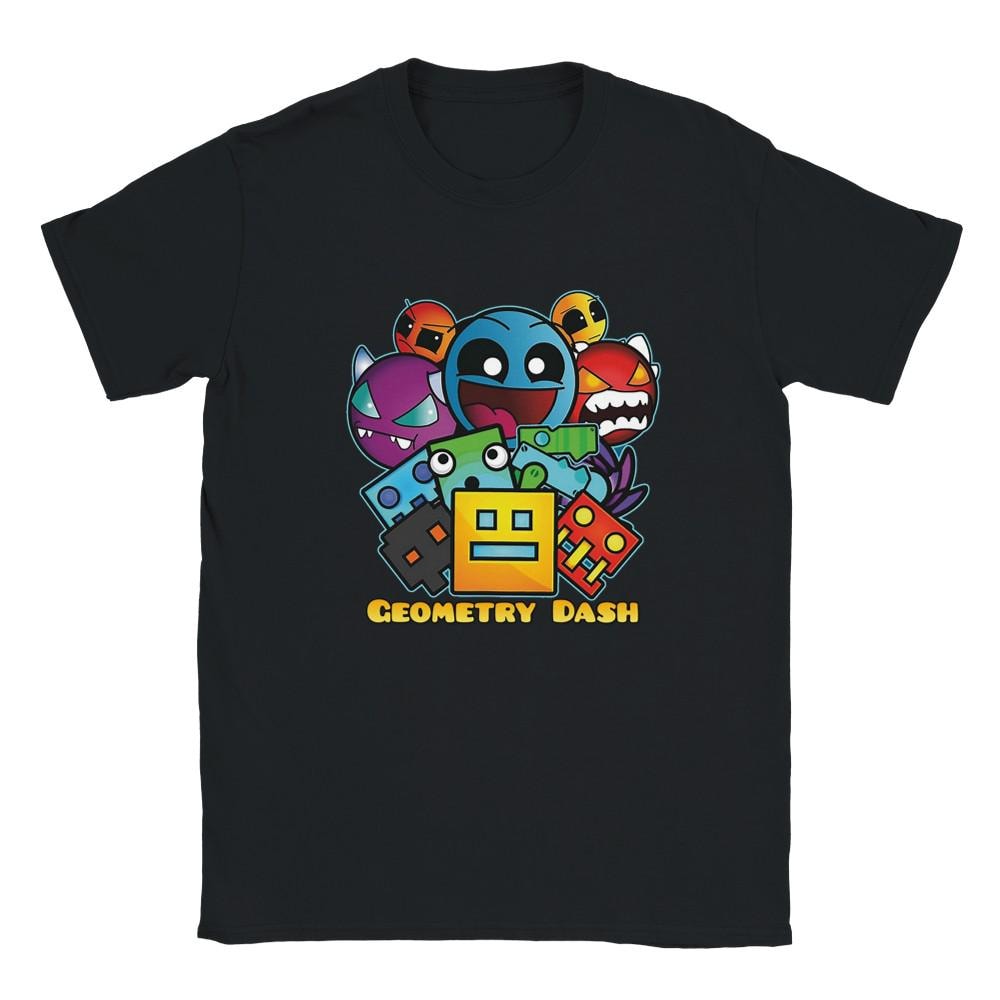 Geometry Dash T-shirt | Colorful Arcade Tee | Bright Gaming Merchandise ...