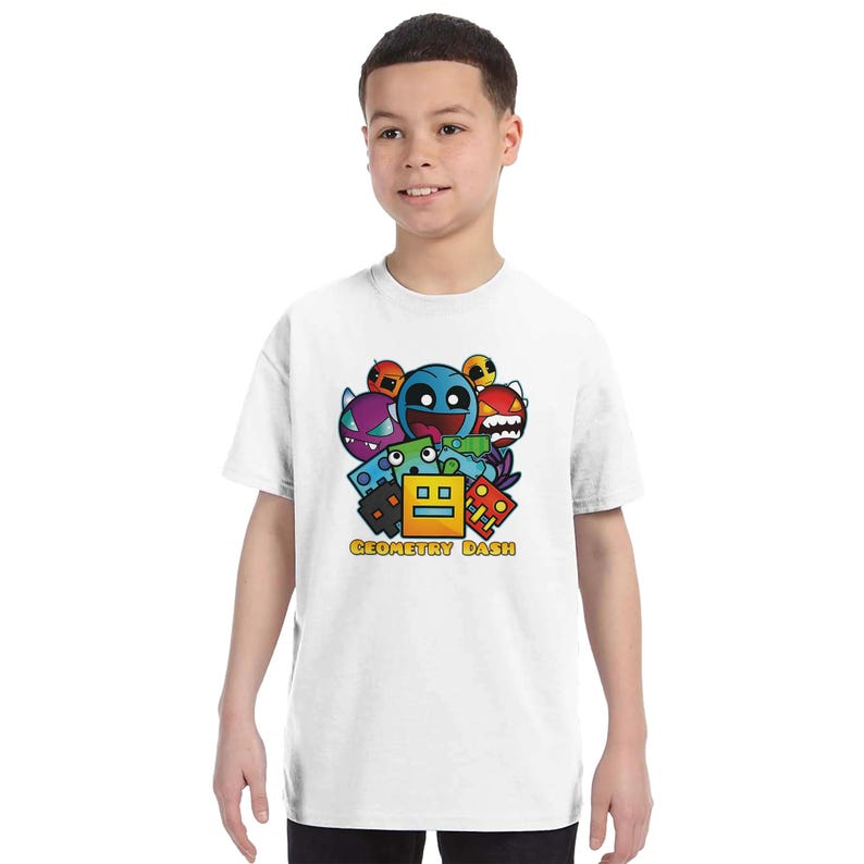 Kids Geometry Dash T-shirt | Children's Gaming Merchandise | Colorful ...