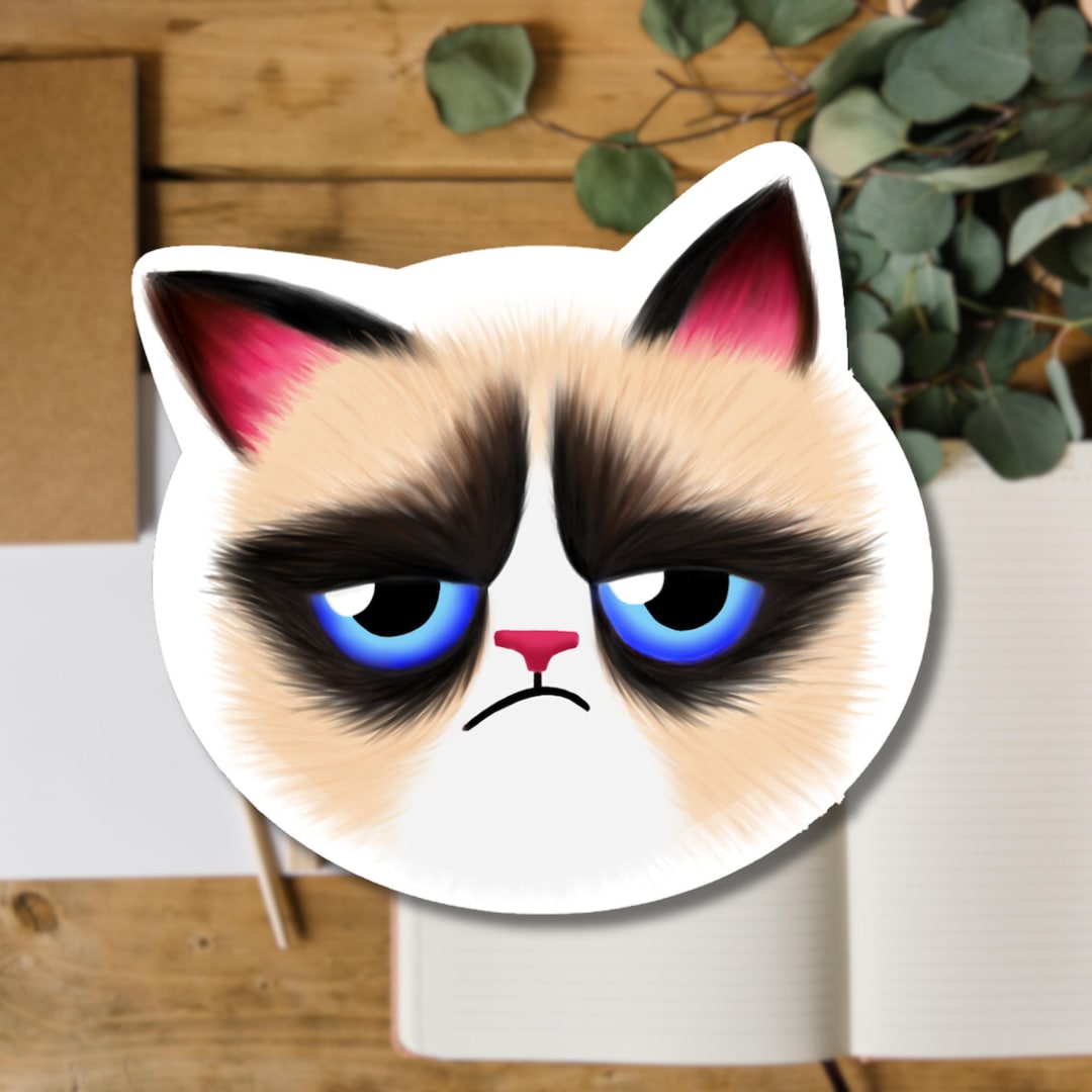Grumpy Cat Sticker, Laptop Decal, Waterproof Sticker, Funny Cat Sticker ...