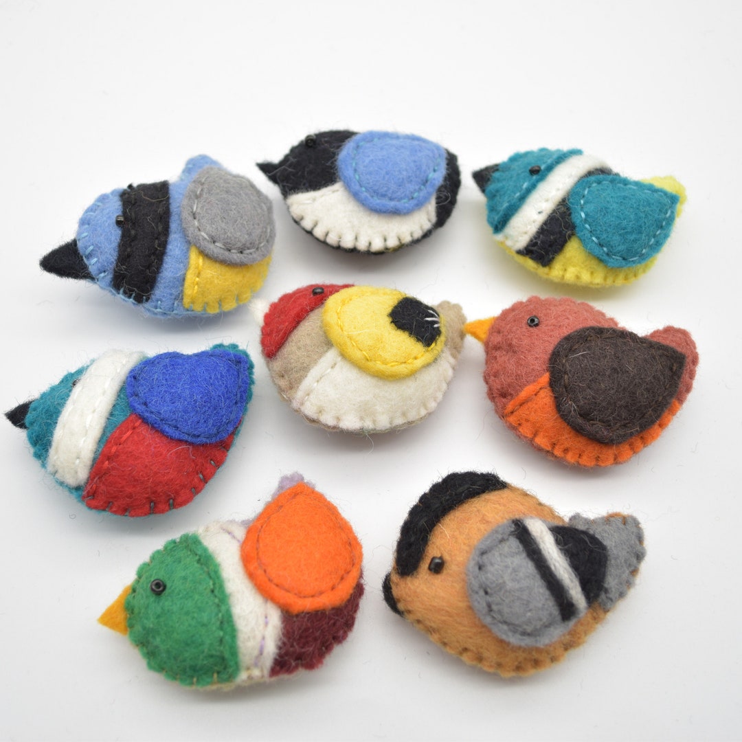 100% Wool Felted Birds - 8 Assorted Felt Birds - Etsy