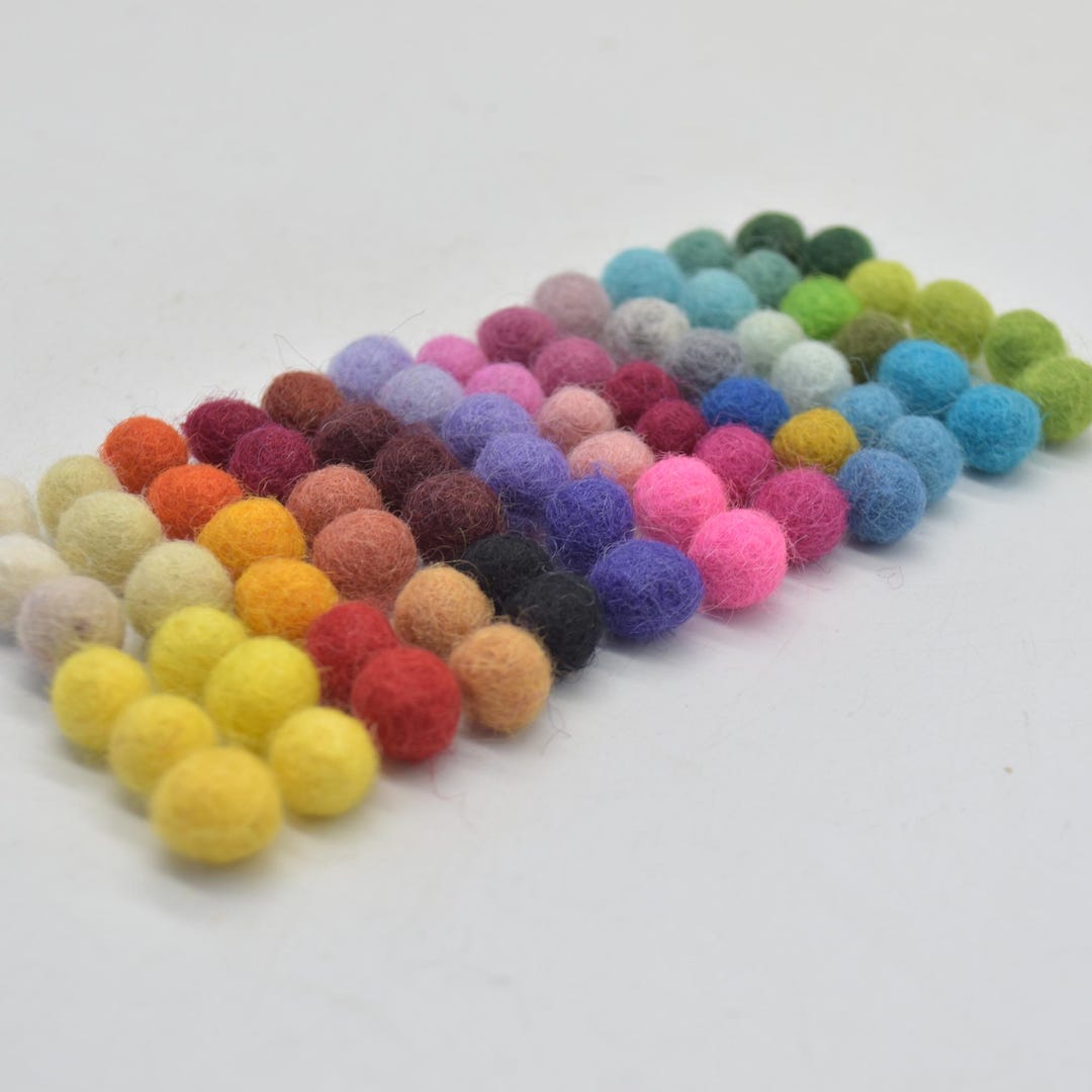 1cm - 100% Wool Felt Balls - 60 Count - Assorted Colors - Etsy