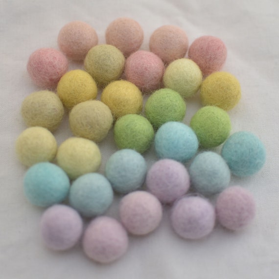 100% Wool Felt Balls 30 Count 2cm Light Pastel Rainbow | Etsy