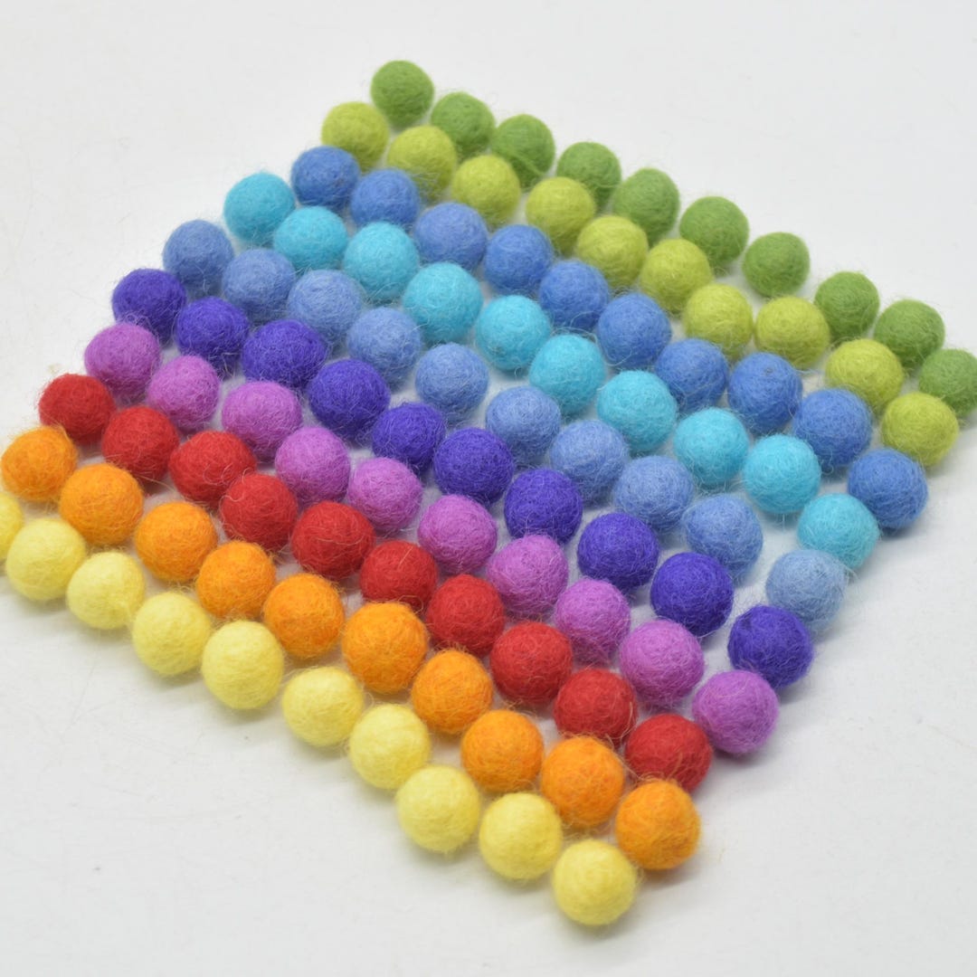100% Wool Felt Balls - 1cm - 100 Count - Rainbow Colors - Etsy