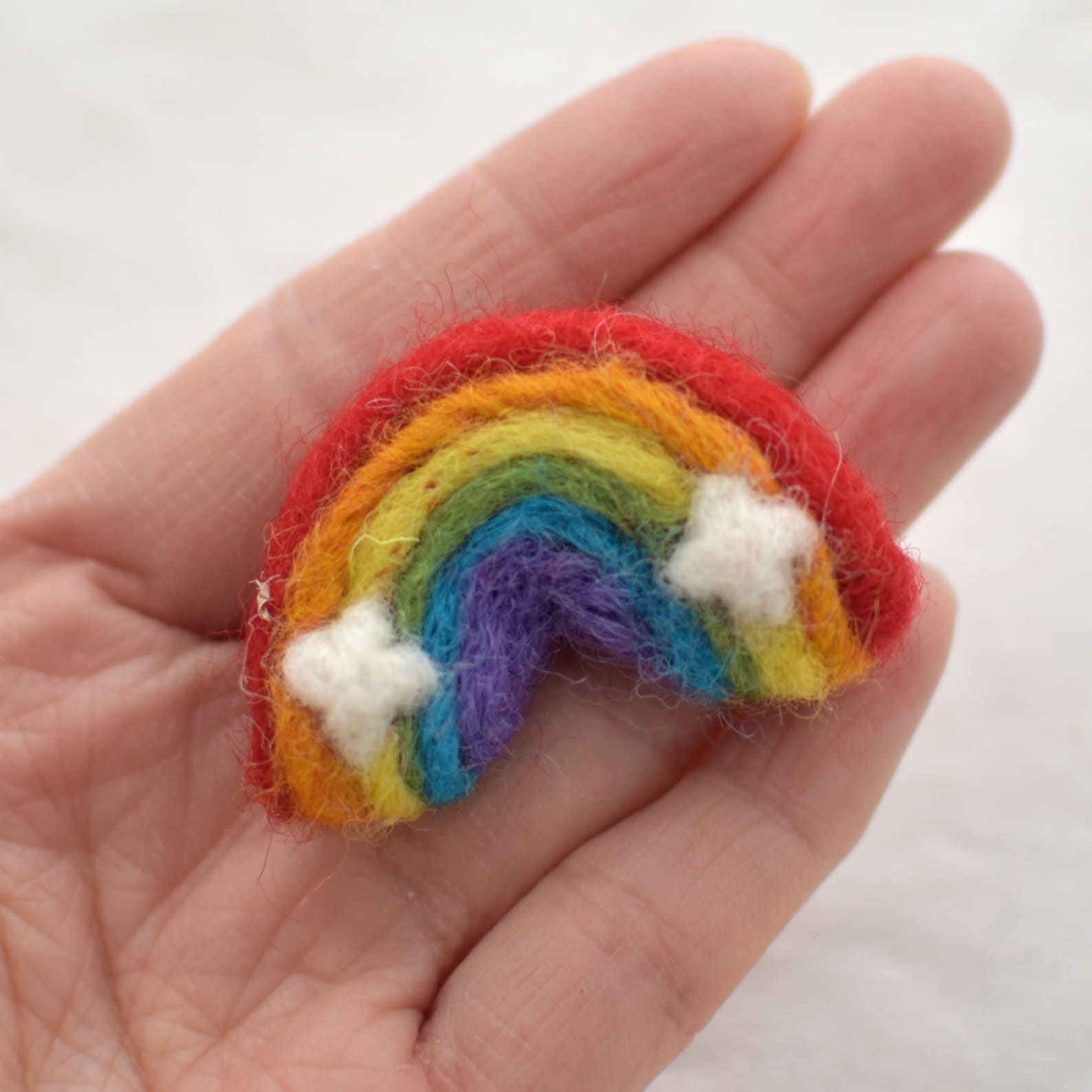 100% Wool Felt Rainbow With Clouds - 2 Count - 4.5cm - Bright Colours ...