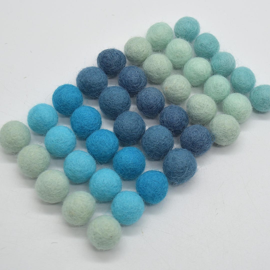 Handmade Wool Felt Balls: Turquoise Blue Shades (1.5cm) - Etsy