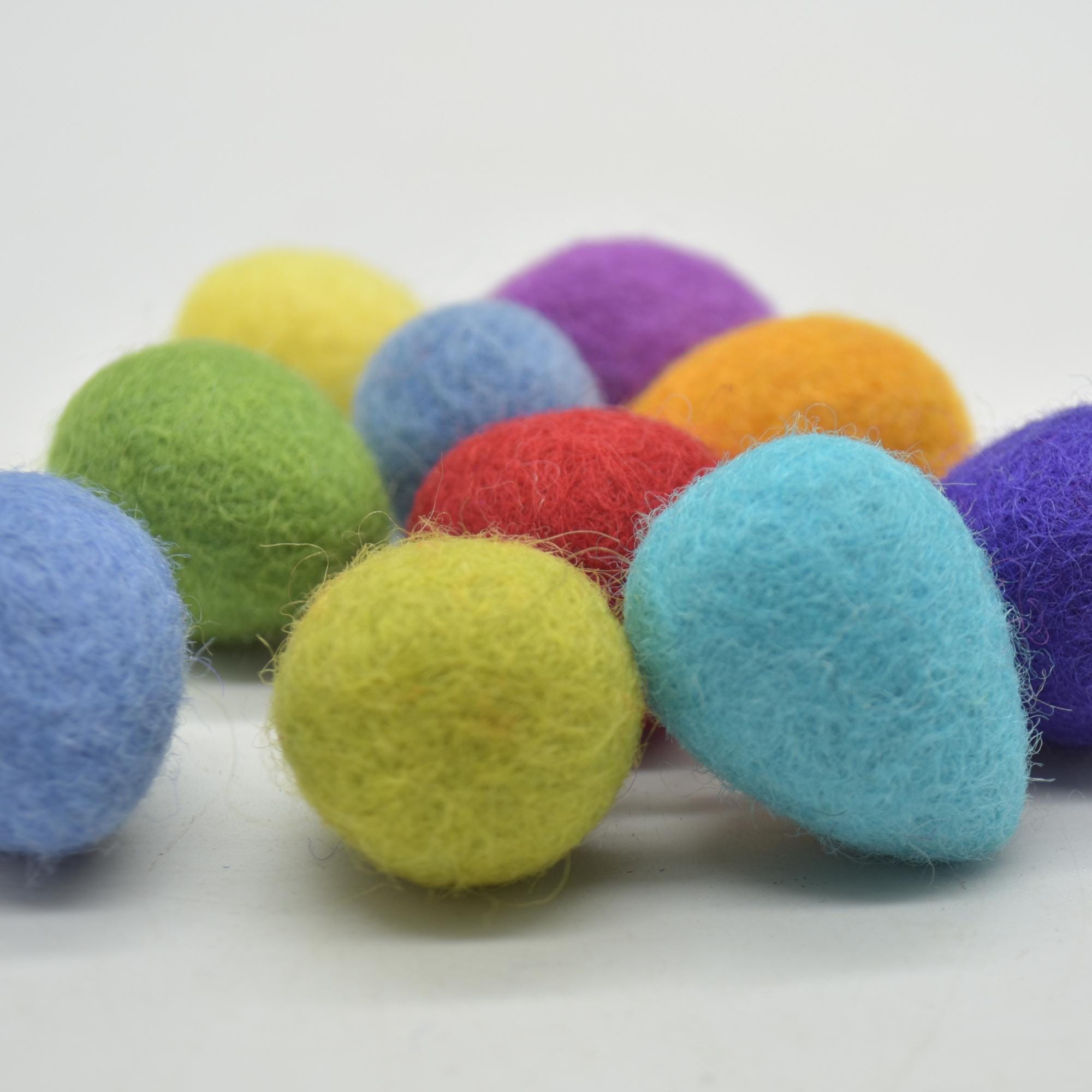 100% Wool Felt Raindrops / Teardrops / Eggs - 10 Count - Rainbow ...
