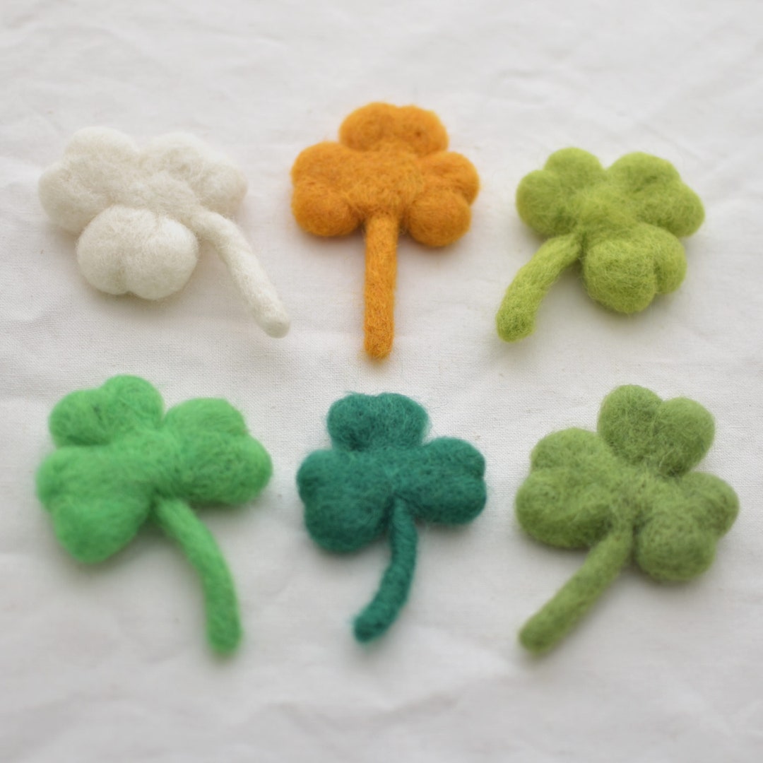 100% Wool Felt Shamrock Clover Leaf - 6 Colours Available - 8.5cm - 3 ...