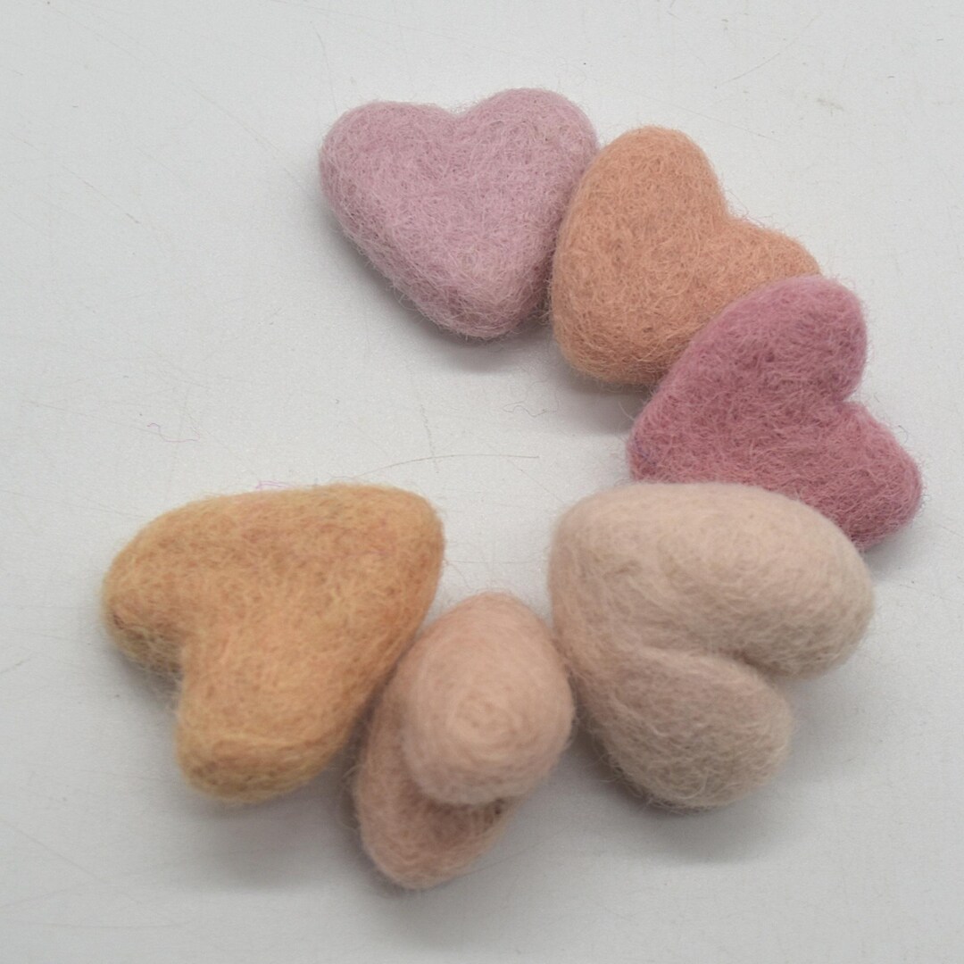 Felt Hearts - 10 Count - Pale Pink Colours - 3cm - 100% Wool - Etsy