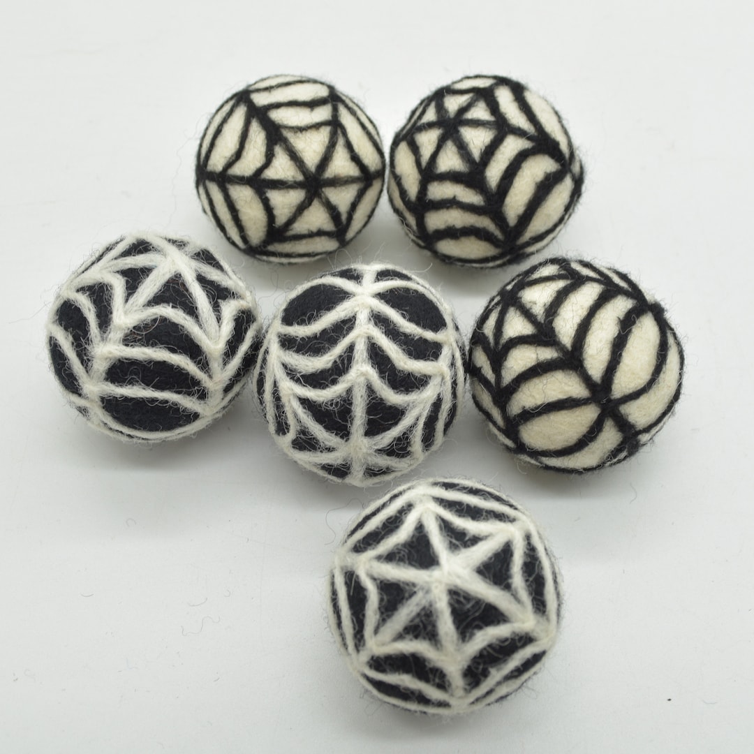 Felt Spider Web Balls - Ivory or Black - Halloween - 3.5cm - 6 Count - Etsy