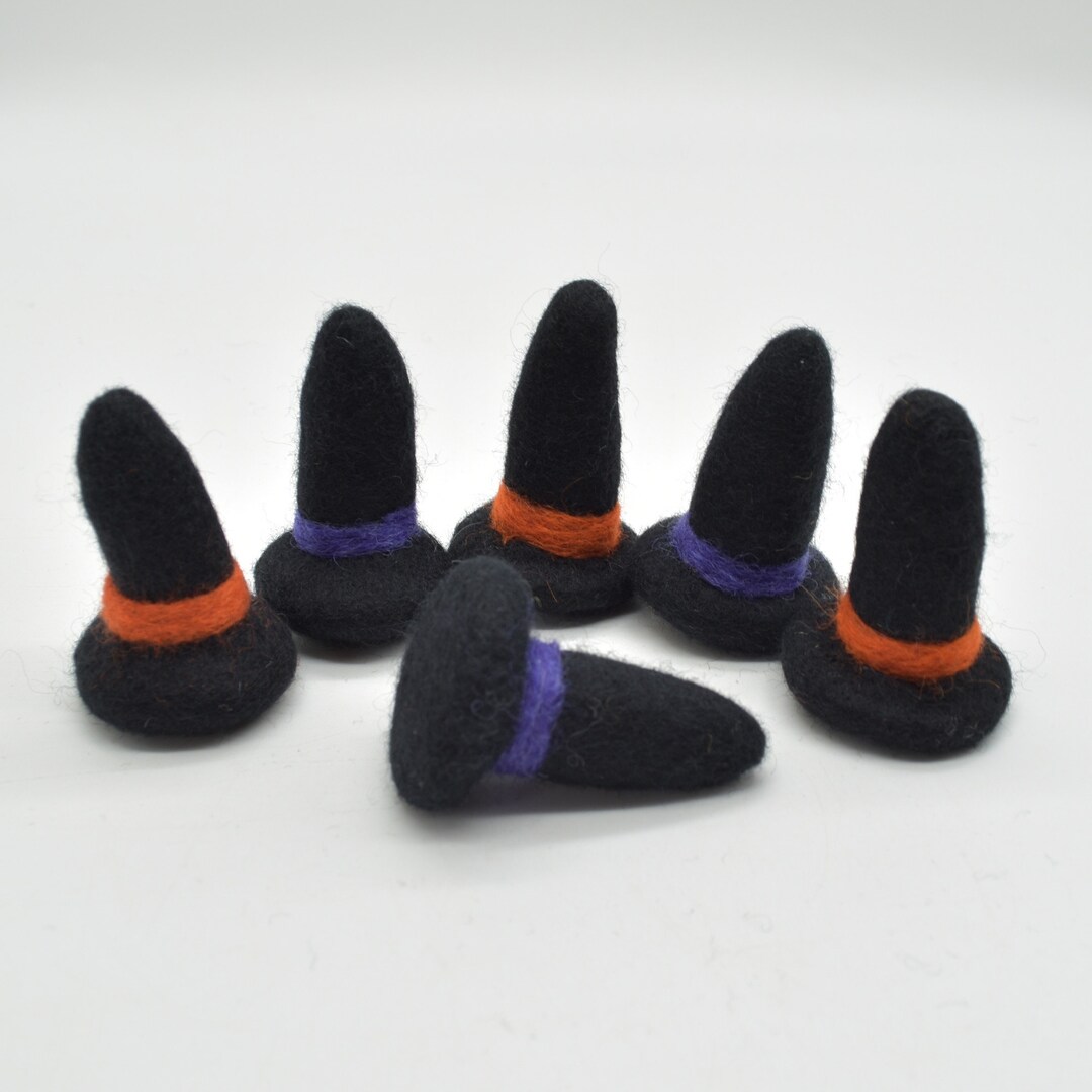 Felt Witch Wizard Hats - Halloween Decoration - 6 Count - Approx 6cm X ...