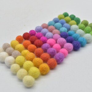 100% Wool Felt Balls - 1cm - 100 Count - Assorted Light & Bright Colors ...