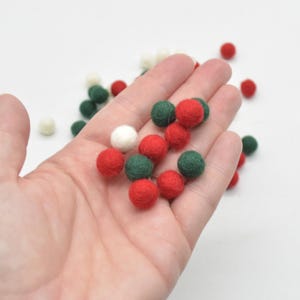 100% Wool Felt Balls - 1cm - 100 Count - Christmas Colors (ivory White ...