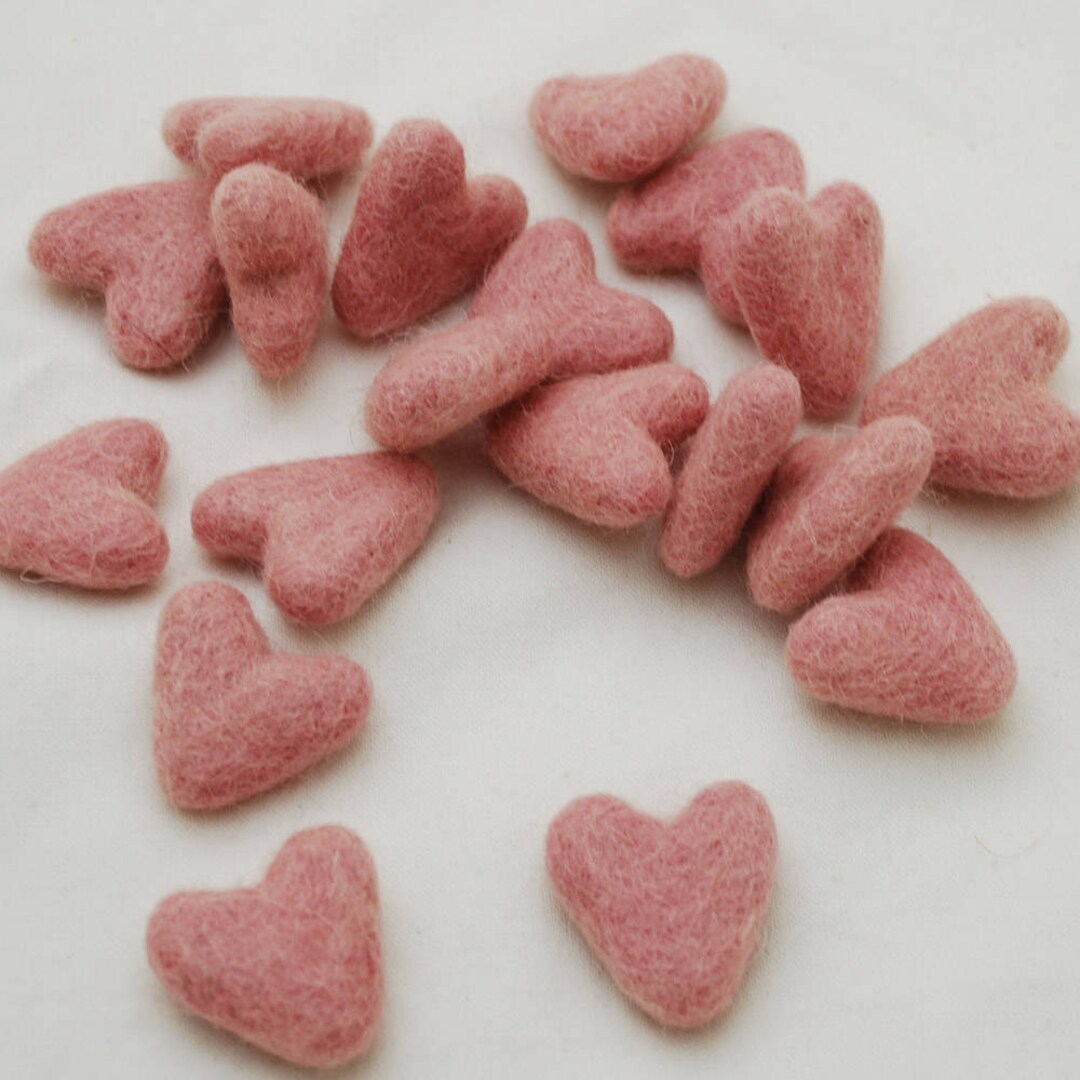 3cm 100% Wool Felt Hearts 10 Count Pastel Pink - Etsy