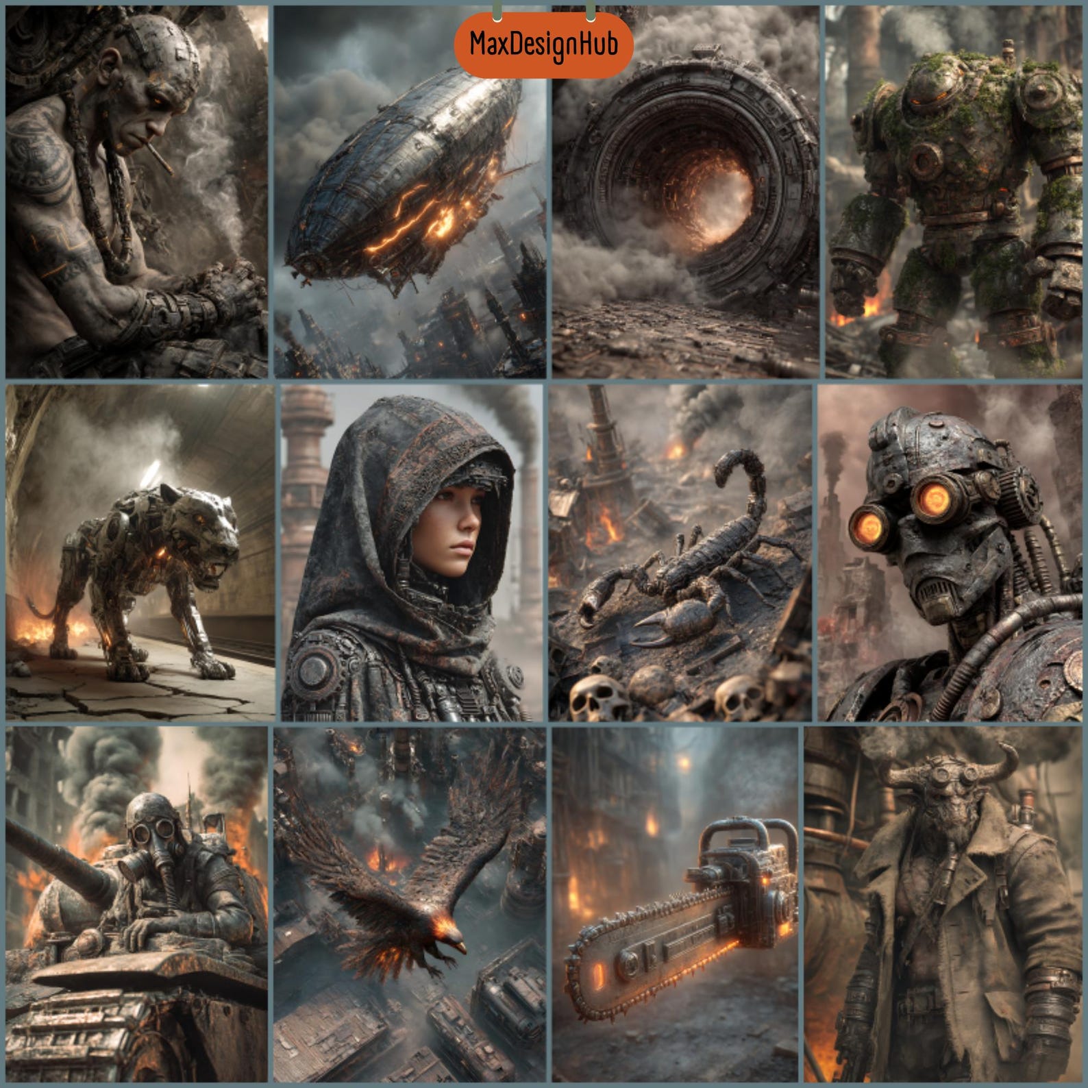 Dieselpunk Scrapbook Paper: Apocalyptic Collage, Junk Journal (digital ...