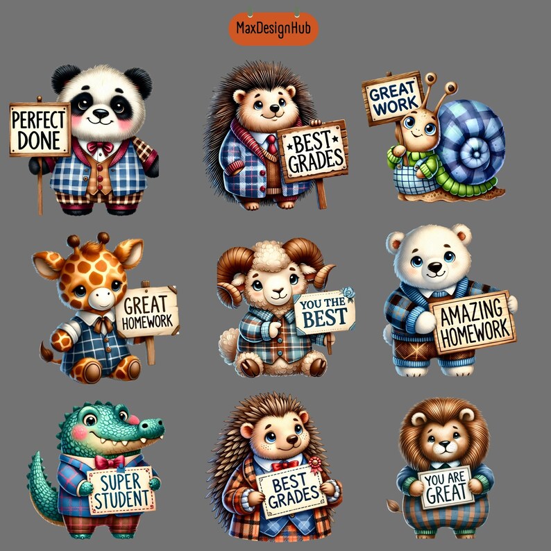 42 Cute Animal School Clipart, Animals Clipart, Back to School Clipart ...