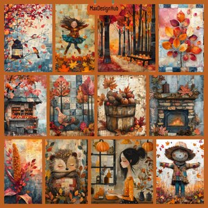 Quilted Autumn Junk Journal Pages: Fall Scrapbook Paper (digital ...