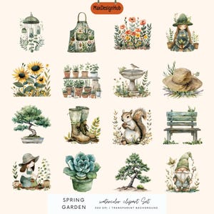 Spring Garden Clipart: 199 Watercolor PNG Images (digital Download) - Etsy